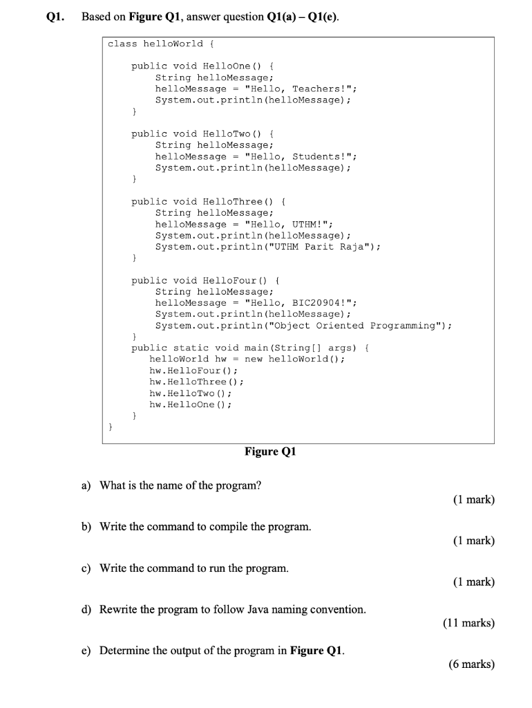 Solved a) What is the name of the program? (1 mark) b) Write | Chegg.com