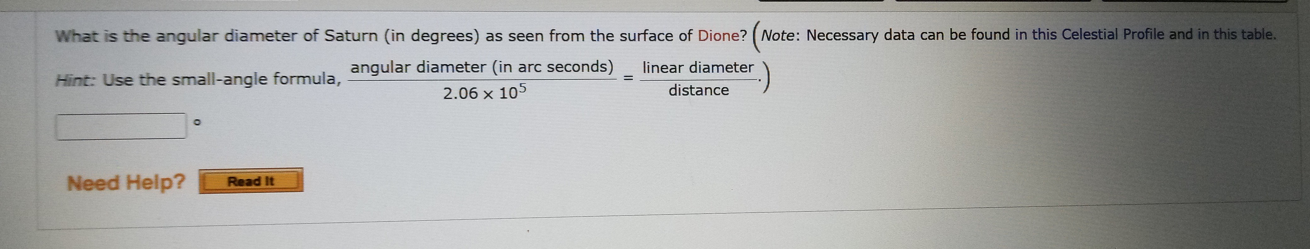Solved What is the angular diameter of Saturn (in degrees) | Chegg.com