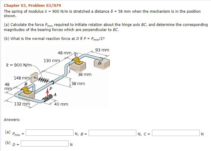 Solved The spring of modulus k = 900 N/m is stretched a | Chegg.com