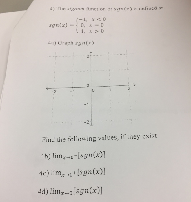 Solved 4) The signum function or sgnGe) is defined as sgn(x) | Chegg.com