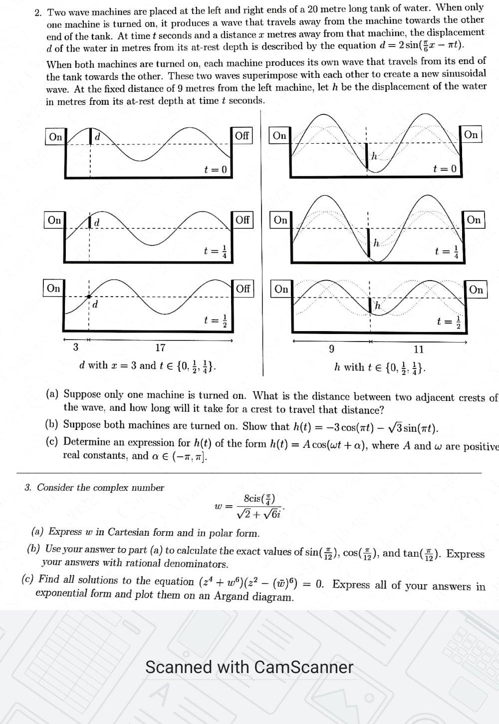 2. Two wave machines are placed at the left and right | Chegg.com