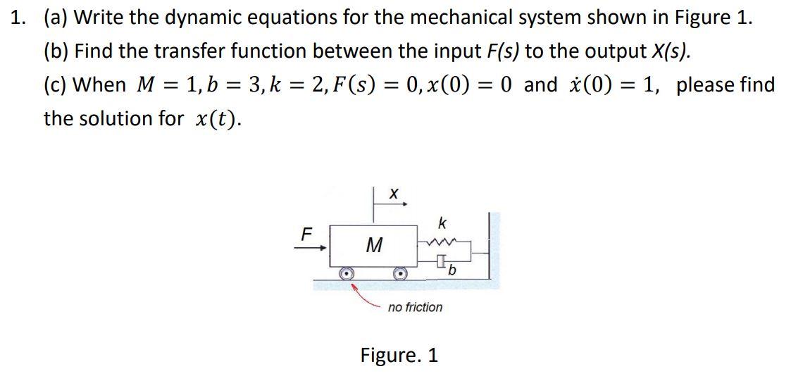 Solved 1. (a) Write the dynamic equations for the mechanical | Chegg.com