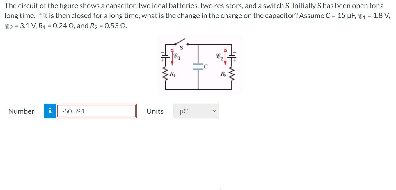 Solved The circuit of the figure shows a capacitor, two | Chegg.com