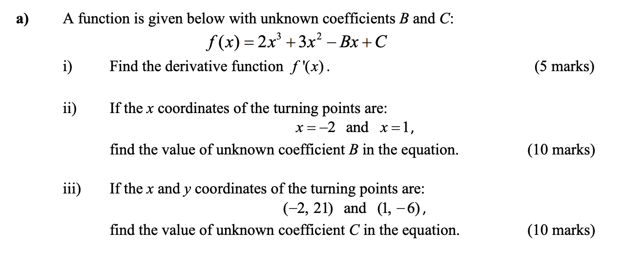 Solved a) A function is given below with unknown | Chegg.com