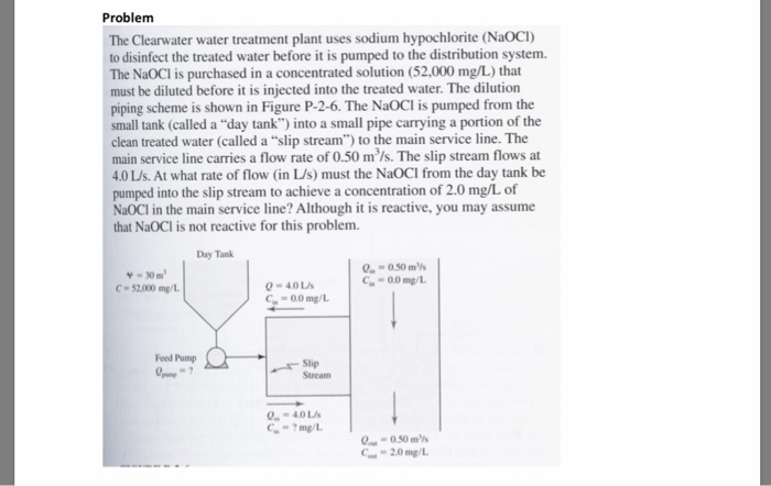 Solved Problem The Clearwater water treatment plant uses | Chegg.com