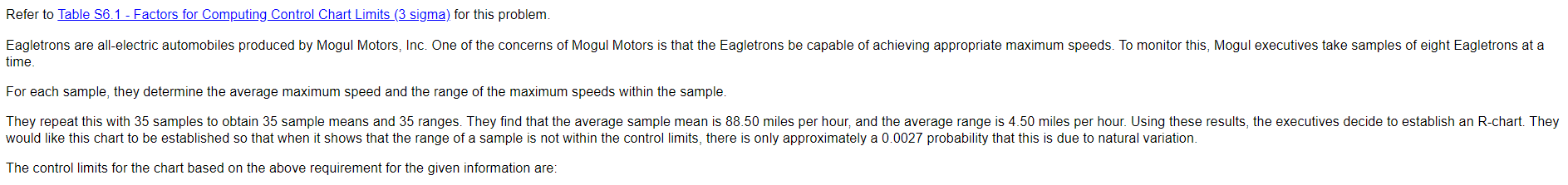 Solved Refer to Table S6.1 - Factors for Computing Control | Chegg.com