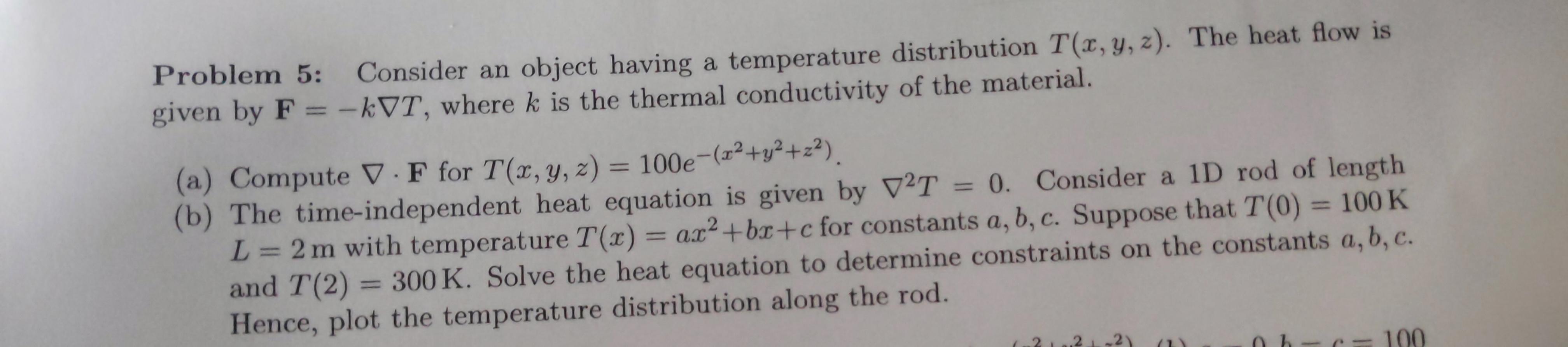 Solved Problem 5: Consider an object having a temperature | Chegg.com
