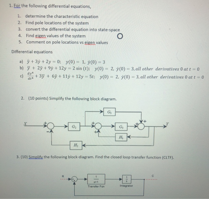Solved 1. Ear the following differential equations 1. 2. 3. | Chegg.com
