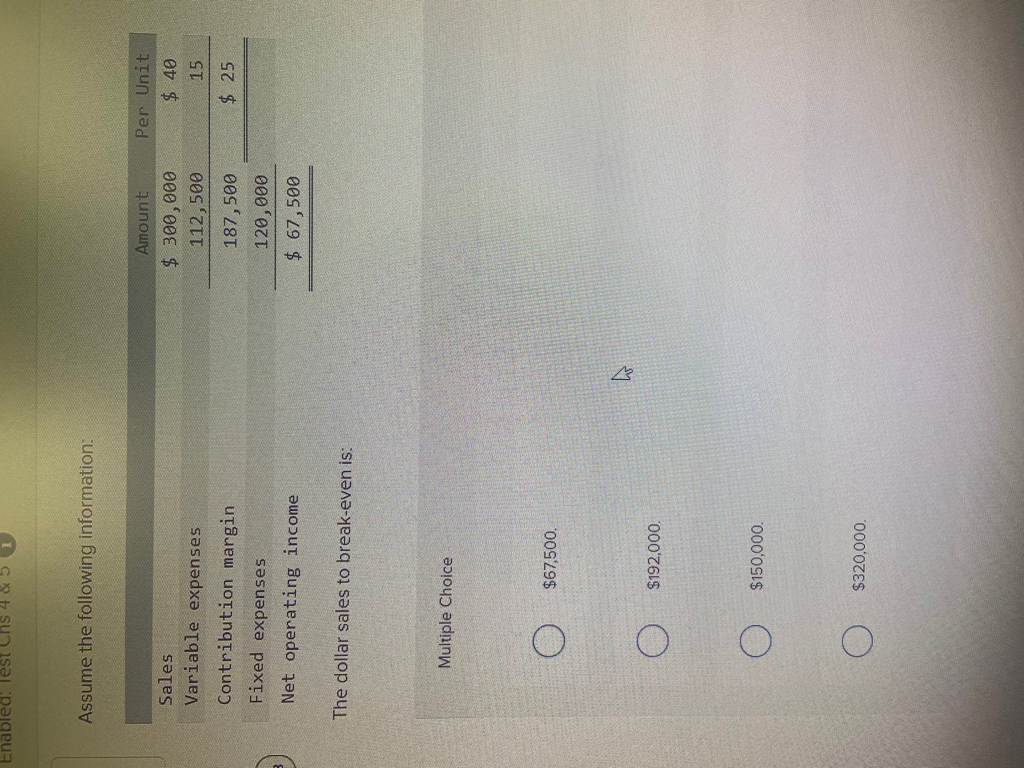 Solved Assume the following information: Multiple Choice | Chegg.com