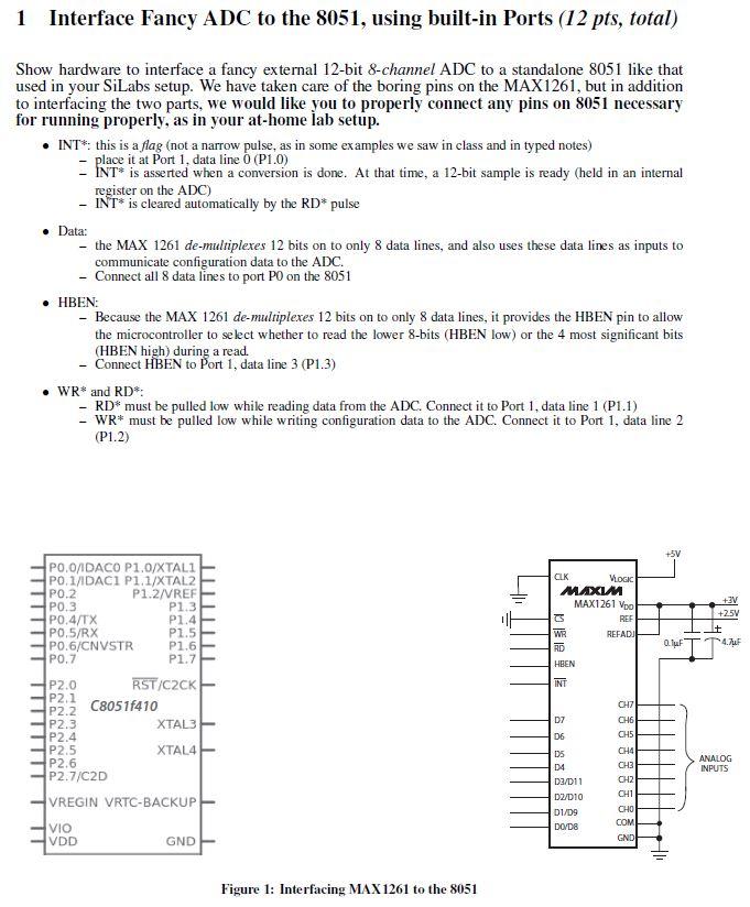 1 Interface Fancy ADC to the 8051, using built-in | Chegg.com