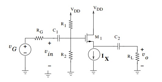Solved VDD=20 VRG=300Ω, RL=50Ω, R1=25kΩ, R2=34kΩ, Ix=15 mA | Chegg.com
