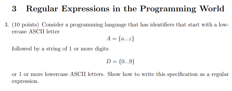 Solved 3 Regular Expressions in the Programming World 3. (10 | Chegg.com