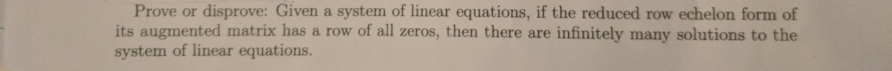 Solved Prove or disprove: Given a system of linear | Chegg.com