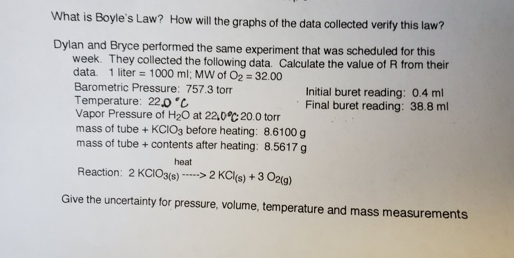 Solved What is Boyle's Law? How will the graphs of the data | Chegg.com