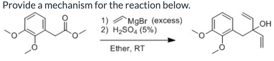 Solved Provide a mechanism for the reaction below. 1) MgBr | Chegg.com