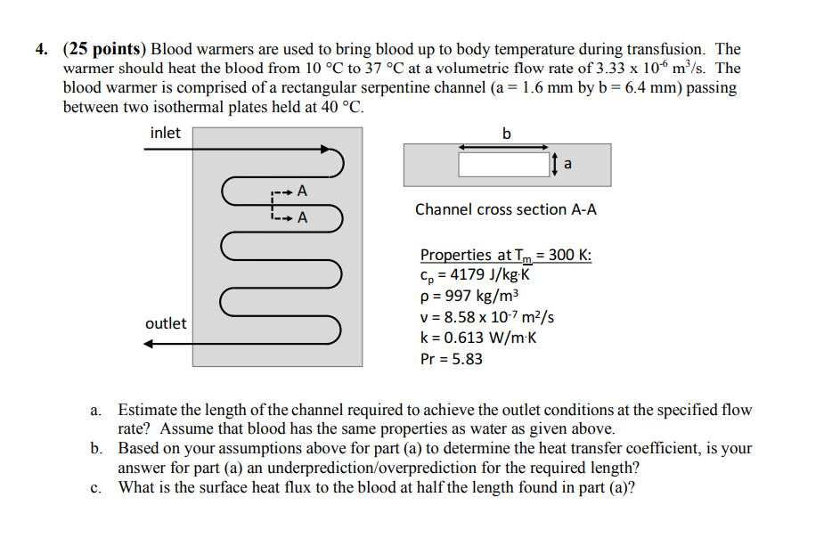 4. (25 points) Blood warmers are used to bring blood | Chegg.com