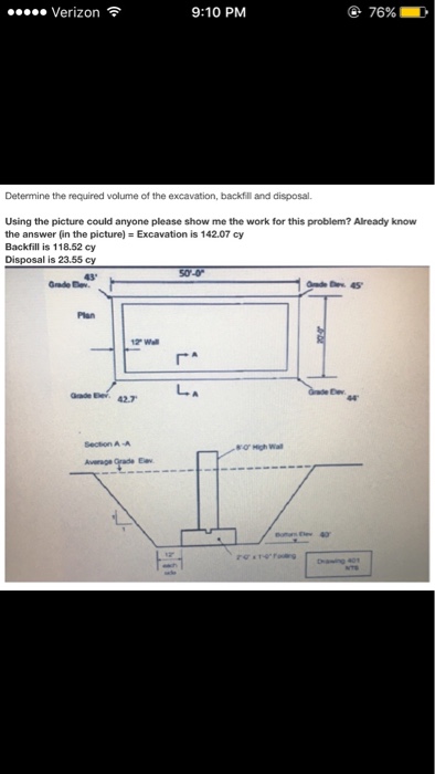 Solved Determine the required volume of the excavation, | Chegg.com