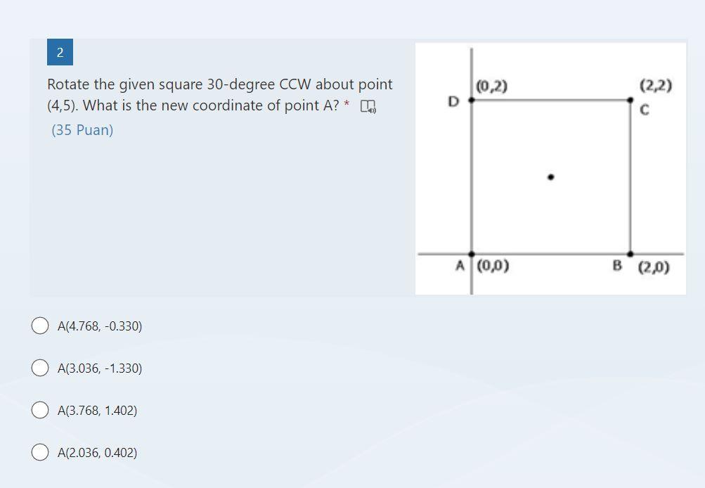 Solved Rotate the given square 30-degree CCW about point | Chegg.com