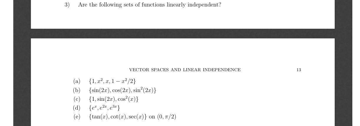 Solved 3) Are the following sets of functions linearly | Chegg.com