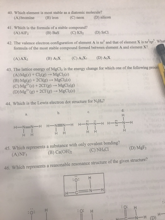 Solved Which element is most stable as a diatomic molecule? | Chegg.com