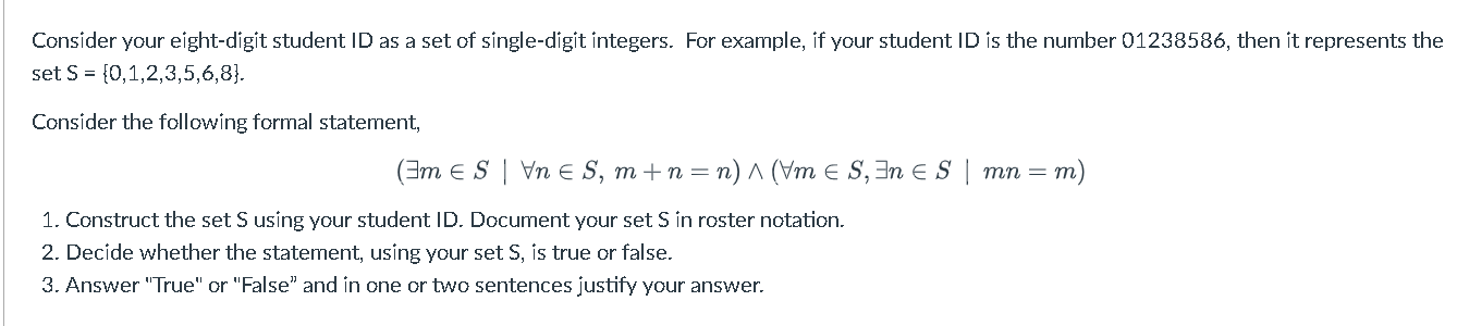 Solved Consider your eight-digit student ID as a set of | Chegg.com Solved Consider your eight-digit student ID as a set of | Chegg.com