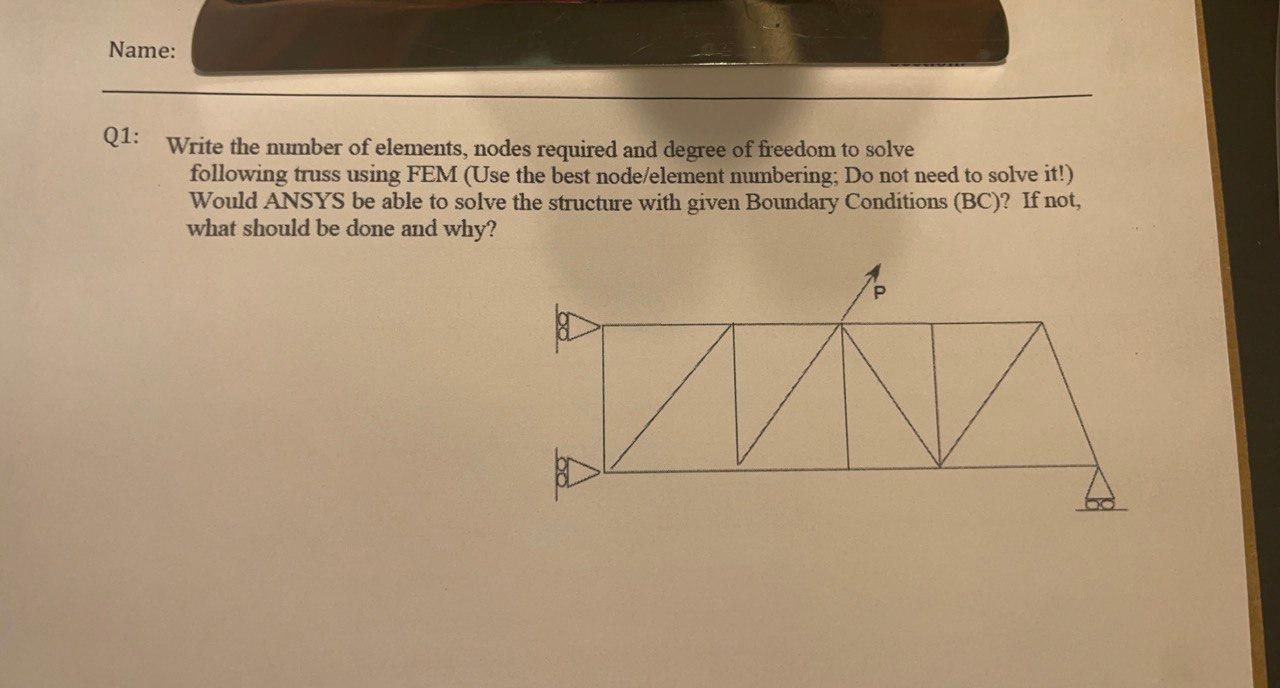 Solved Name: Q1: Write the member of elements, nodes | Chegg.com