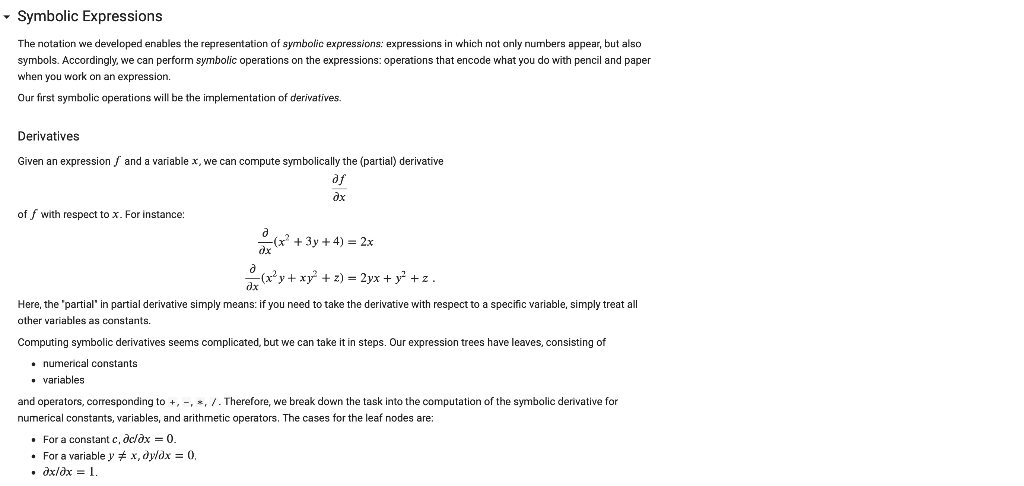 Solved Symbolic Expressions The notation we developed | Chegg.com