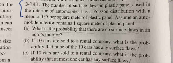 Solved 3-141. The number of surface flaws in plastic panels | Chegg.com