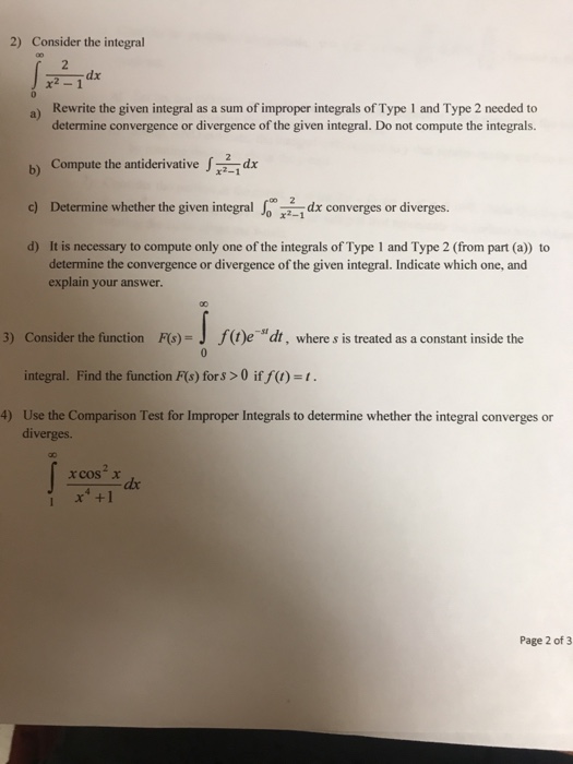 Solved 2) Consider the integral Rewrite the given integral | Chegg.com