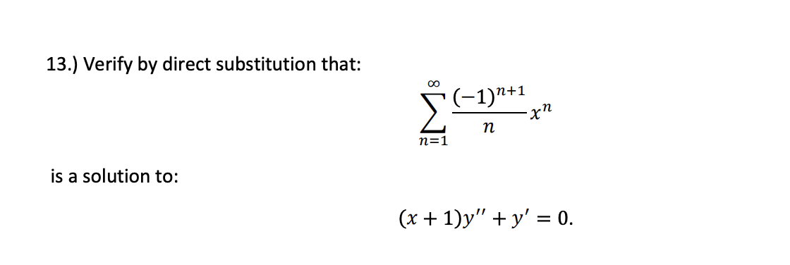 Solved 13.) Verify by direct substitution that: | Chegg.com