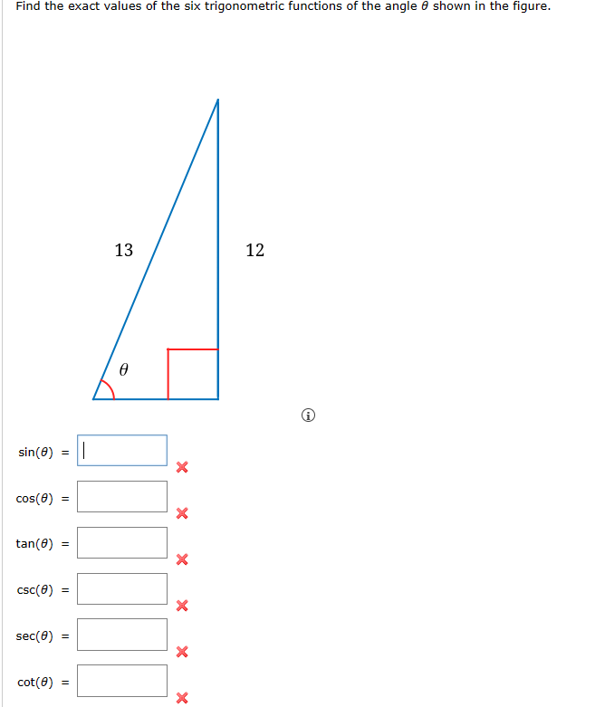 Solved Find the exact values of the six trigonometric | Chegg.com