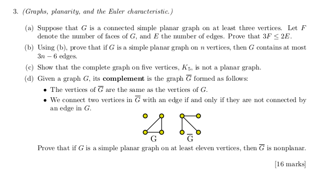 Solved 3. (Graphs, planarity, and the Euler characteristic.) | Chegg.com