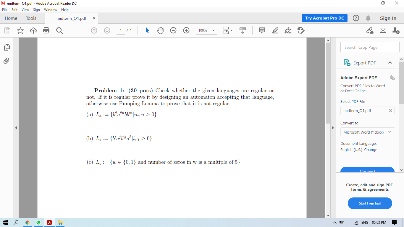 Solved - x A midterm_Q1.pdf - Adobe Acrobat Reader DC File | Chegg.com