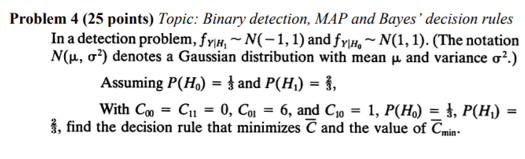 Solved Problem 4 (25 points) Topic: Binary detection, MAP | Chegg.com