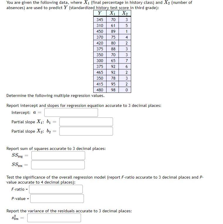 Solved 3 1 4 You are given the following data, where X1 | Chegg.com