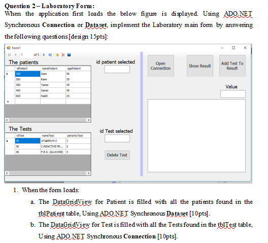 Solved Question 2 - Laboratory Form: When the application | Chegg.com