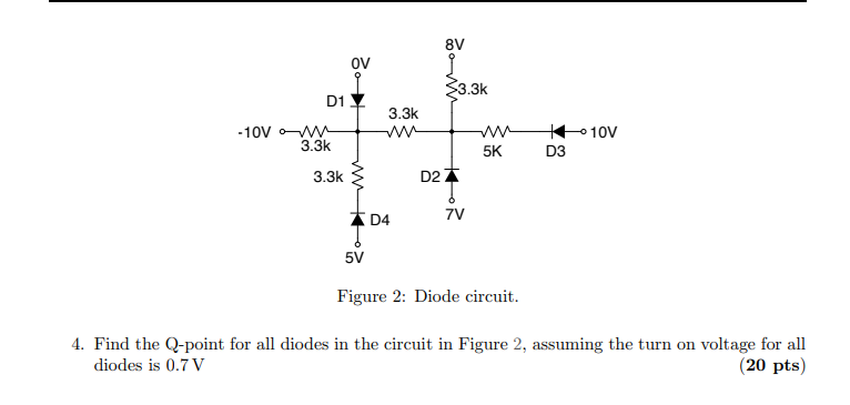 Solved OV 8V į 33.3k D17 3.3k - 10V W 3.3k W 5K * 10V D3 | Chegg.com