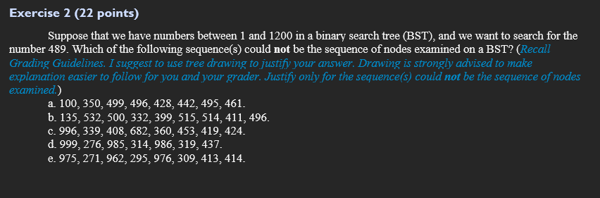 Solved Exercise 2 (22 points) Suppose that we have numbers | Chegg.com
