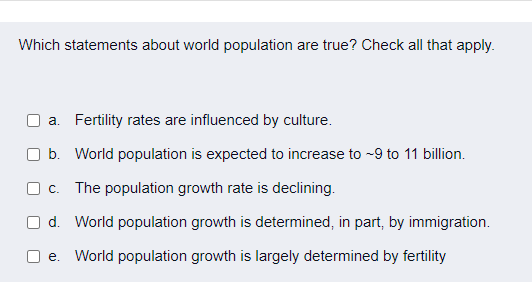 Solved Which statements about world population are true? | Chegg.com