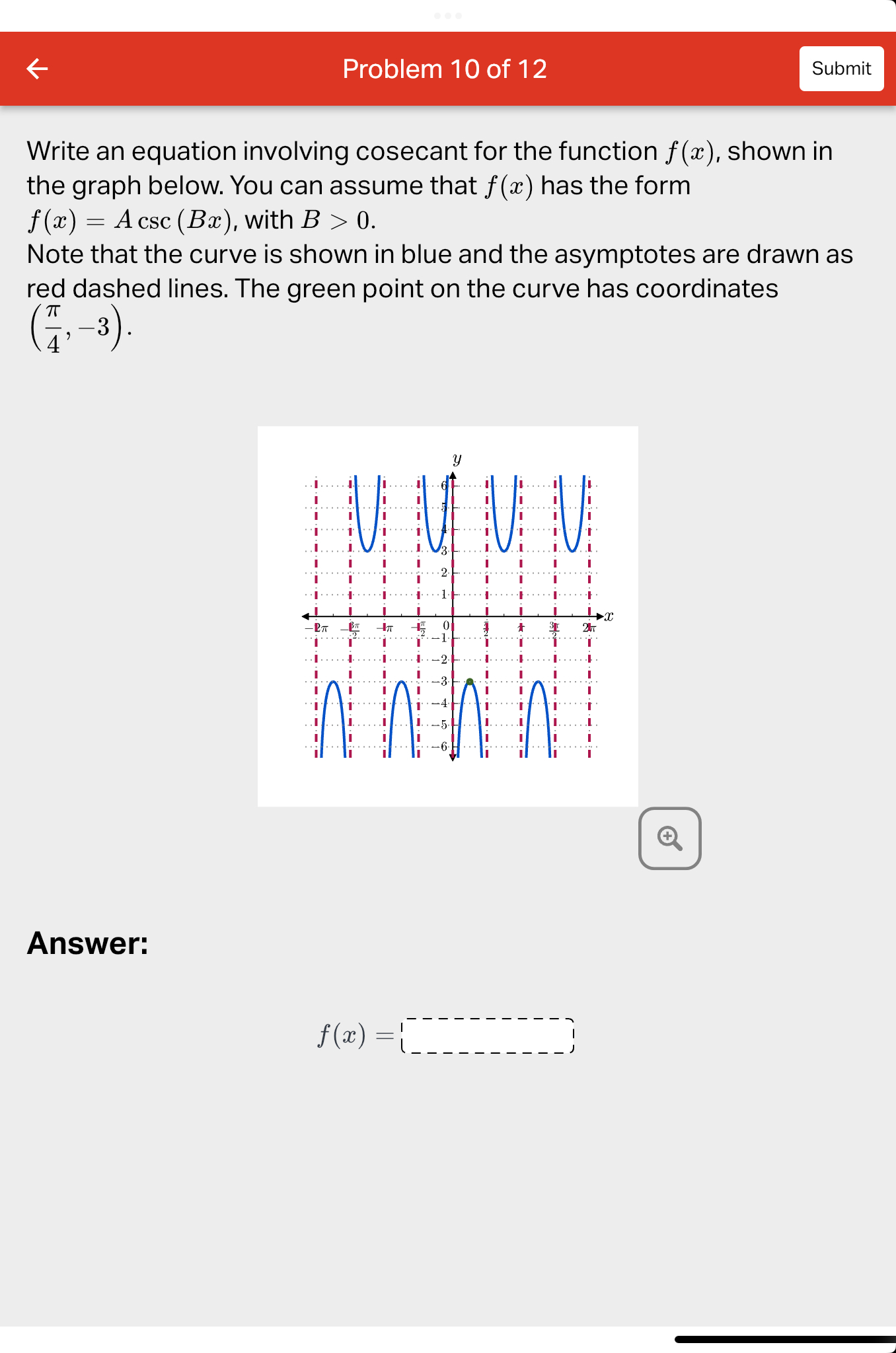 Solved Write an ﻿equation involving cosecant for the | Chegg.com