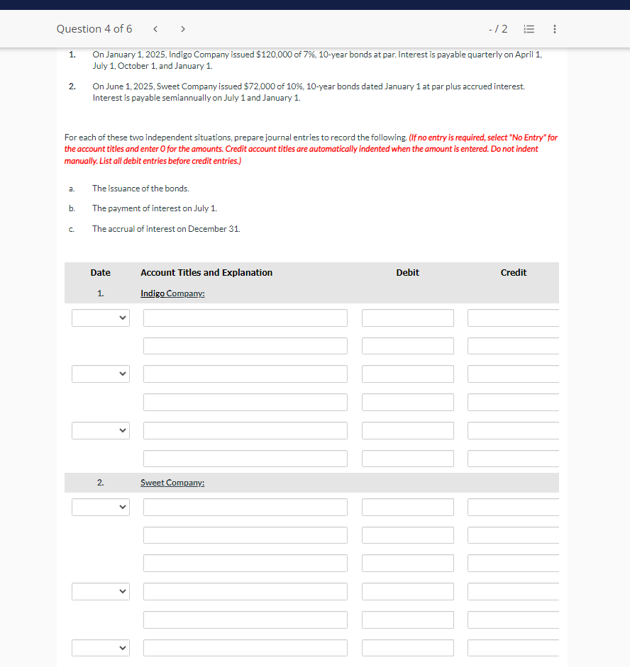 Solved 1. On January 1, 2025, Indigo Company issued $120,000 | Chegg.com