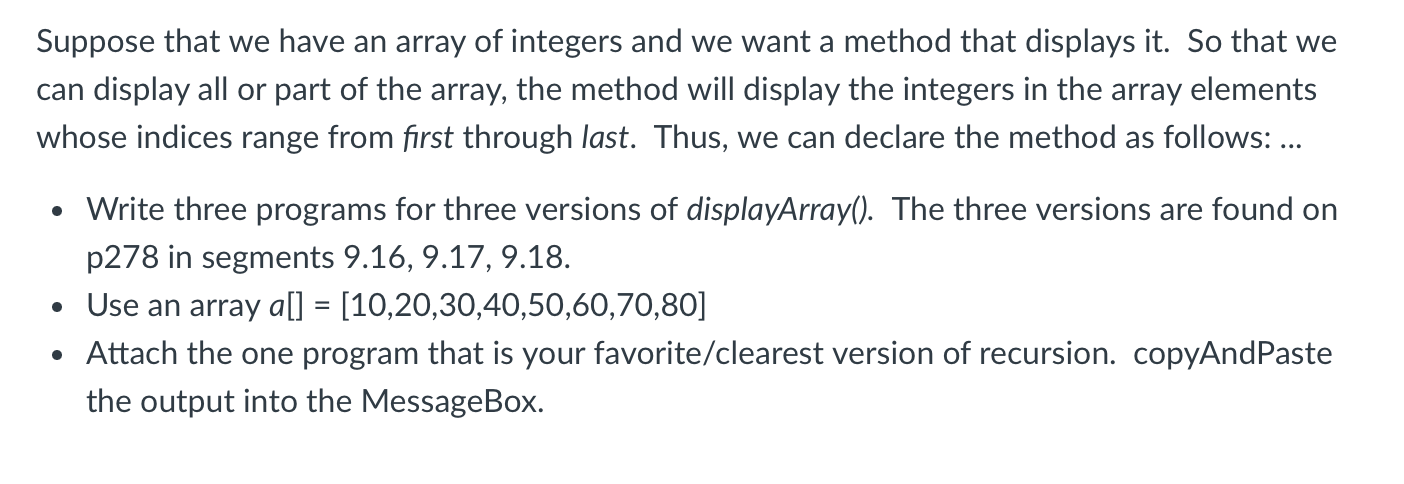 Solved Suppose that we have an array of integers and we want | Chegg.com