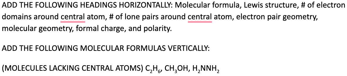 Solved ADD THE FOLLOWING HEADINGS HORIZONTALLY: Molecular | Chegg.com
