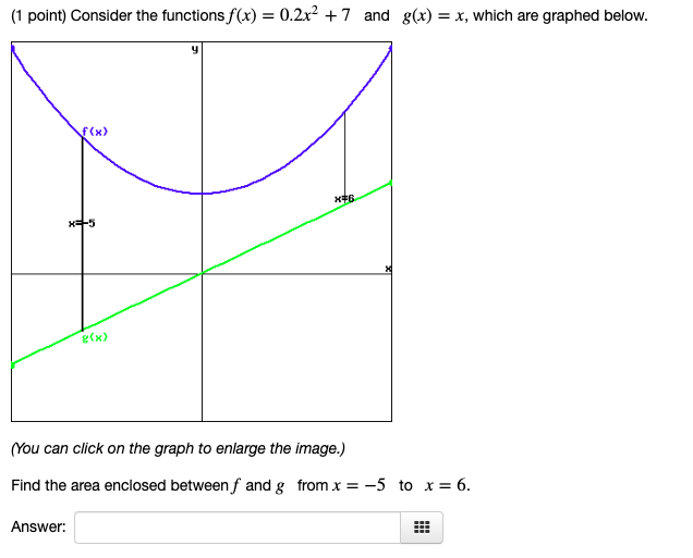 Solved 02x2 + 7 (1 point) Consider the functions f(x) - g(x) | Chegg.com