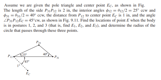 Solved Assume we are given the pole triangle and center | Chegg.com