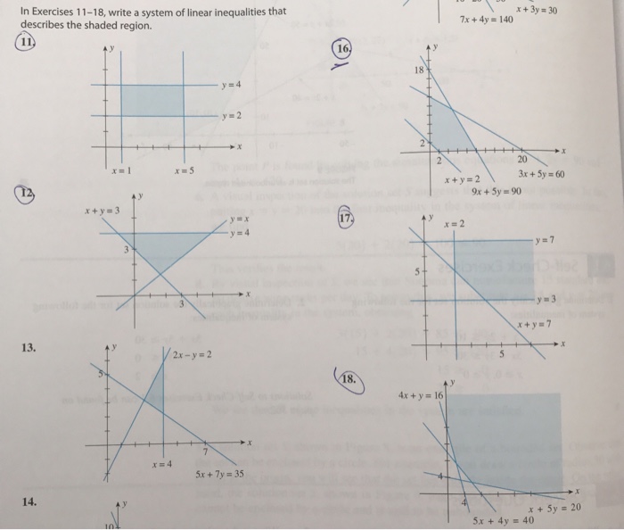 Solved x +3y 30 In Exercises 11-18, write a system of linear | Chegg.com