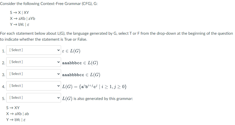 Solved Consider the following Context-Free Grammar (CFG), G: | Chegg.com