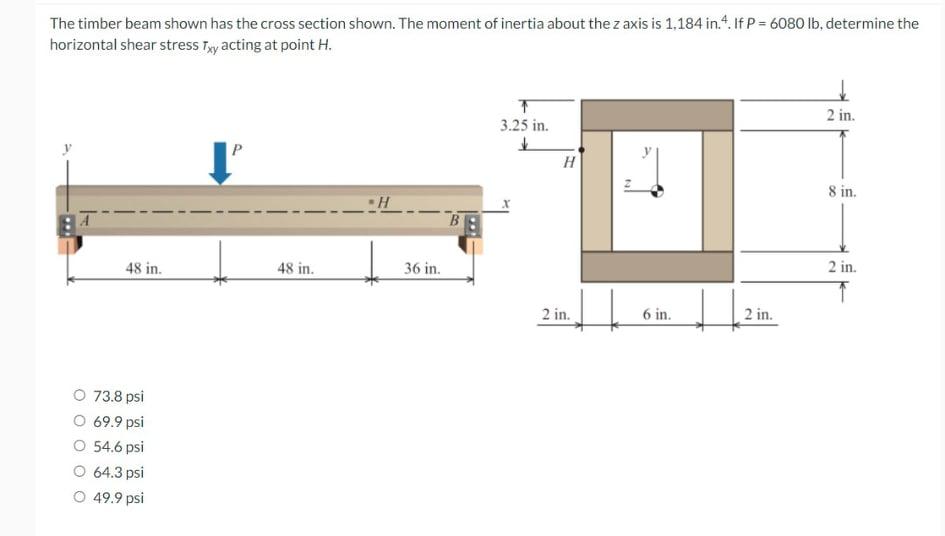 Solved The timber beam shown has the cross section shown. | Chegg.com