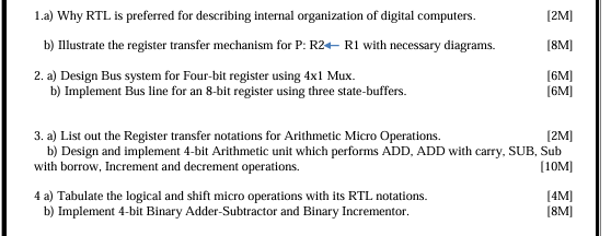 Solved 1.a) ﻿Why RTL is preferred for describing internal | Chegg.com