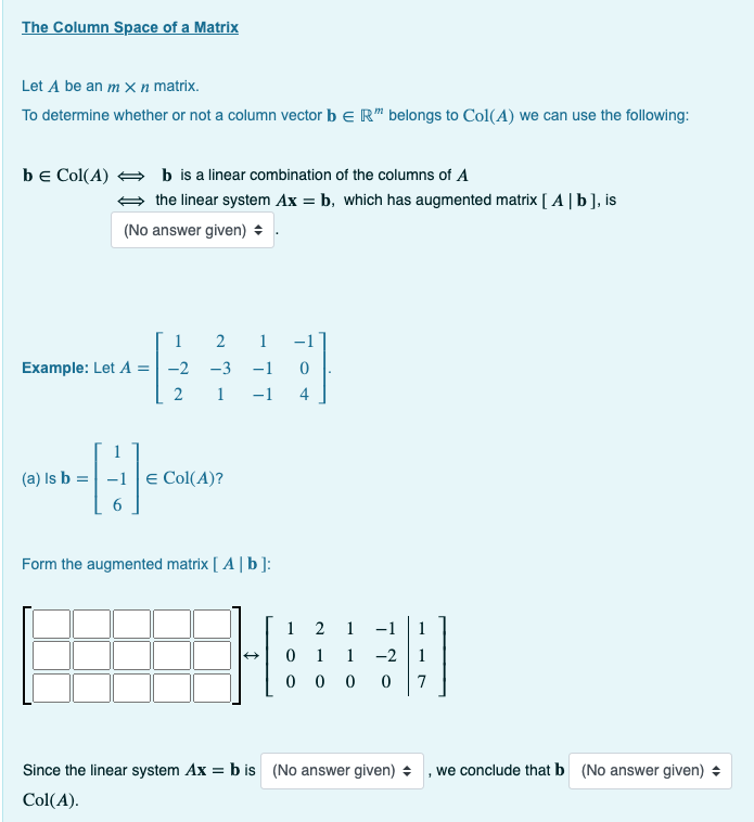Solved The Column Space Of A Matrix Let A Be An M X N